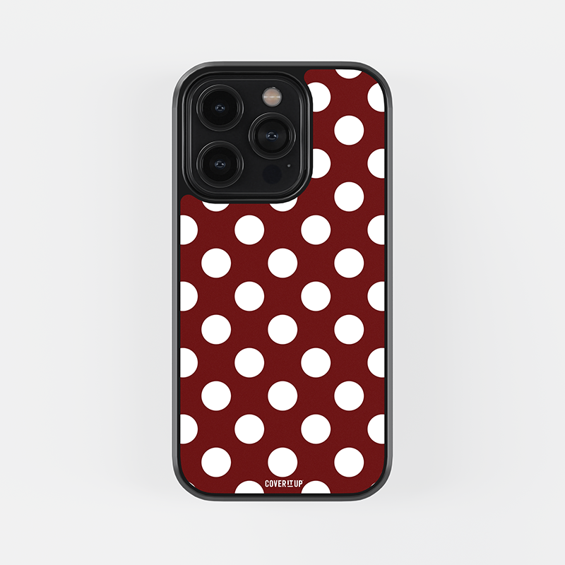 Big Maroon Polka Dots Glass Case