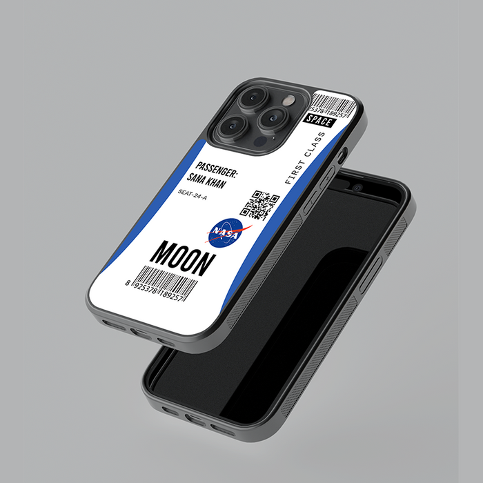 NASA Mission Moon Boarding Pass Custom Glass Case