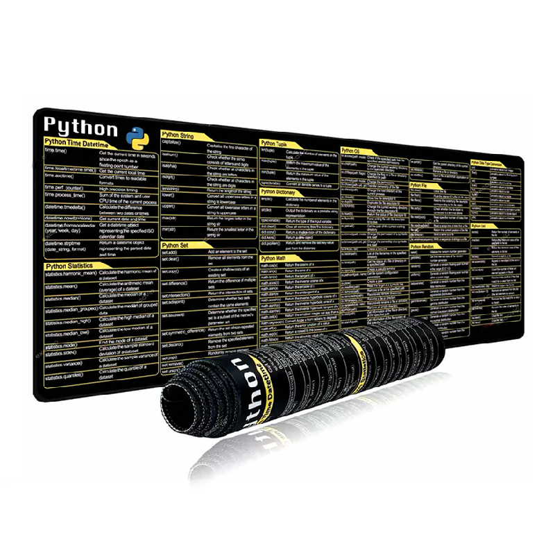 Python Cheatsheet Desk Mat and Gaming Mouse Pad