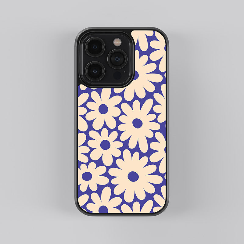 Blue Flower Power Glass Case